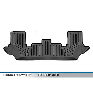 SMARTLINER All Weather Custom Fit Floor Mats 3rd Row Liner Black Compatible with 2020-2023 Compatible with Ford Explorer Only Fits with 2nd Row Bench Seats