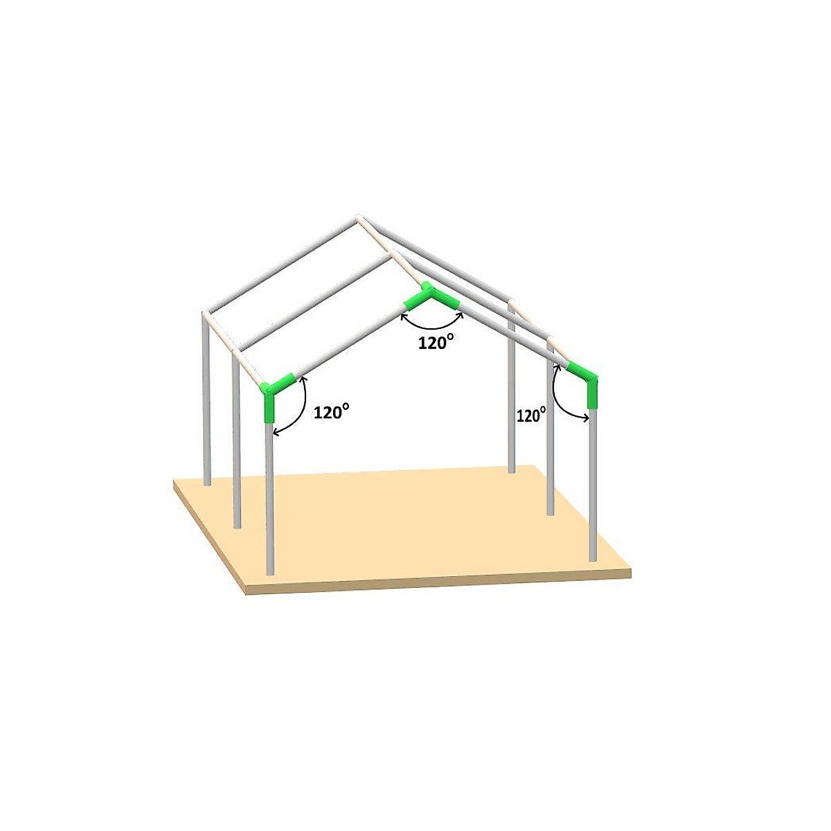 Canopy Fittings 1-3/8" High Peak Carport Connectors Set for Shelter Deck Shed Frame 6, 9, 12, 15 Legs, 6/Pack (3-Way Galvanized)