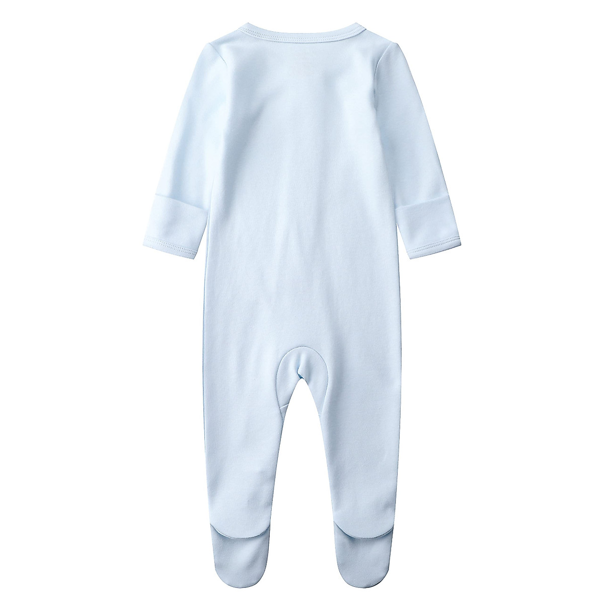 Owlivia Organic Cotton Baby Pajamas, Boys Girls 2-Pack Zip Front Sleep 'N Play, Footed Sleeper, Long Sleeve(Newborn, white+blue)