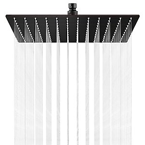 Midanya Rainfall Shower Head Oil-Rubbed Bronze 12 Inch Square Stainless Steel Rain Showerhead High Pressure Waterfall Crackproof Coverage with Silicone Nozzle 1/16" Ultra Thin Design Swivel Connector