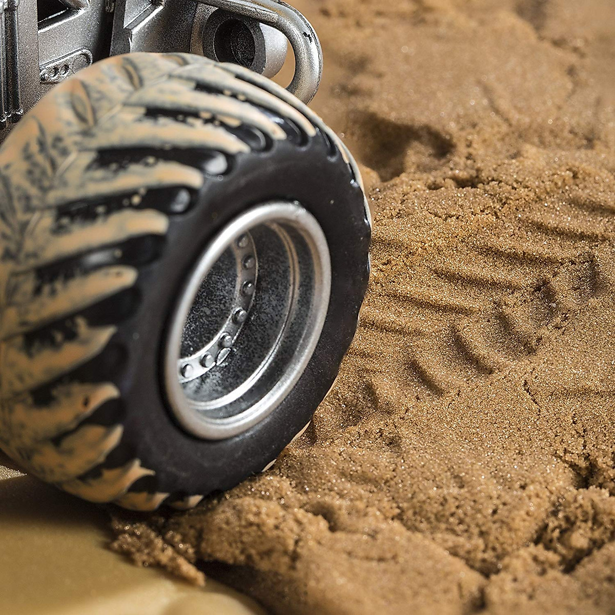 Big Wheel Monster Truck Stunt Stadium Playset with DIY Puzzle Construction Playmat, 2 Friction Monster Trucks, and Play Dirt (38 Pcs)