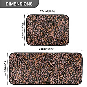Brown Coffee Beans Kitchen Mat Set of 2 Anti-Fatigue Kitchen Rug Set Washable Memory Foam Cushioned Non Slip Kitchen Runner Rugs and Mats Comfort Standing Mat for Office Desk Sink Laundry Home Decor