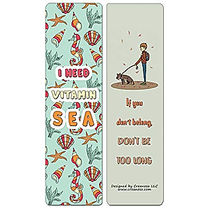 Creanoso Fun Travel Quotes Bookmarks (30-Pack) - Classroom Reward Incentives for Students and Children - Stocking Stuffers Party Favors & Giveaways for Teens & Adults