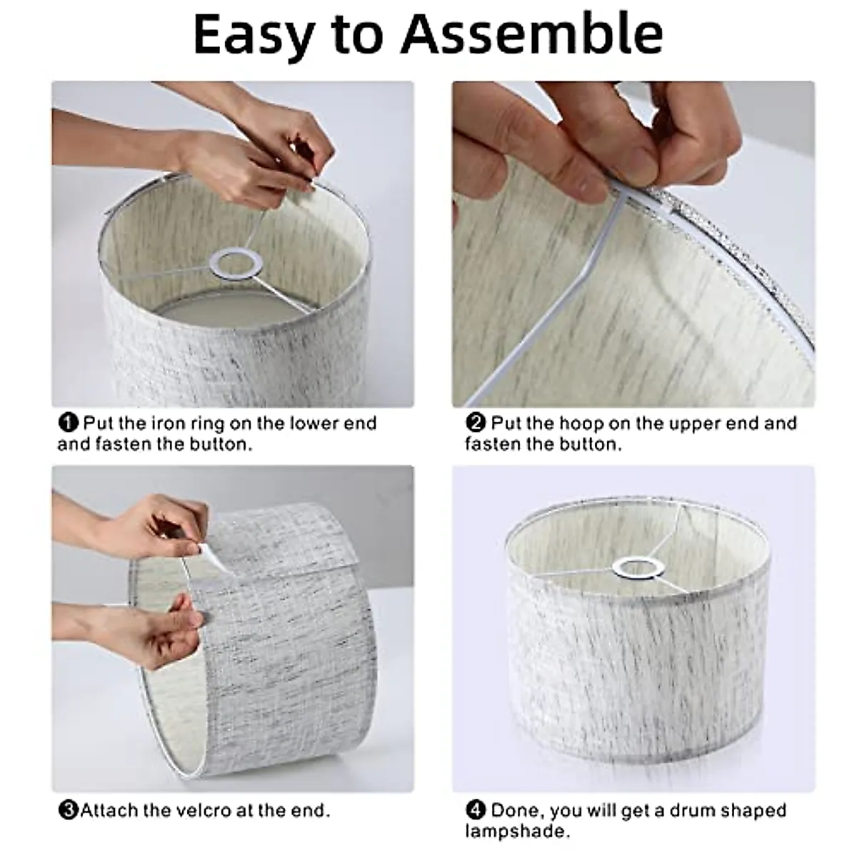 YISUN Lamp Shades Set of 2, Drum Fabric Lampshades for Table Lamps, Wall Lamp, Floor Lamp, Natural Linen Hand Crafted, For E26/E27 Lampholder Medium Drum Shades, Spider Fitter (Linen White)