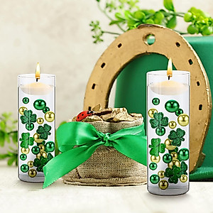 YTTYXGS 4110 Pieces St. Patrick's Day Vase Filler Shamrocks Ornament for Vase Filler Floating Pearls for Vases Floating Candles Centerpiece for St. Patrick's Day Festival Party Table Home Decor