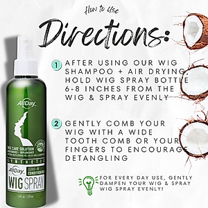 AllDay Locks Synthetic Wig Spray | Revitalizes & Refreshes | Cleanses & Extends Lifespan of Wigs & Hairpieces | Soft & Fresh Leave-In Conditioner, Grape Scent | 8 oz