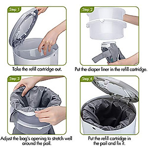 Teamoy Pail Liner for Cloth Diaper(Pack of 3), Reusable Diaper Pail Wet Bag with Elastic Edge, Fits for Dekor, Ubbi Diaper Pails, Gray +Gray Strips +Black Strips