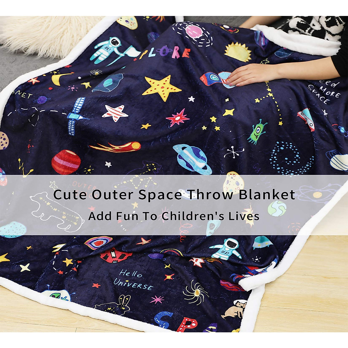 Space Adventure Astronaut Planet Rocket Spacecraft Throw Blanket Soft Lightweight Flannel Fleece Blanket for Baby Kids Youth Adult (Space, 50"x60")