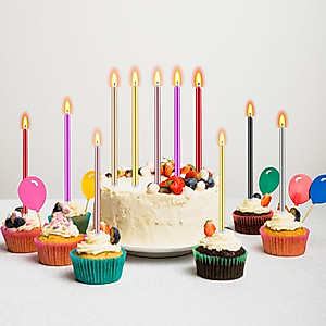 IBLESSU 30 Pcs Long Birthday Candles - Birthday Candles, Cake Candles, Tall Birthday Candles, Party Candles, Cake Candles for Birthday Wedding Black Candles (Black)