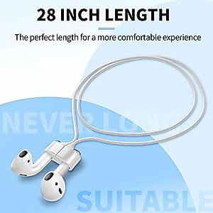 Vsagier Strong Magnetic Airpods Strap, Silicone Anti-Lost Cord Sports Lanyard with Extra Tangle-Free Cable Storage Case, Compatible with Airpods 3rd / 2nd Generation/Pro / 1(White)