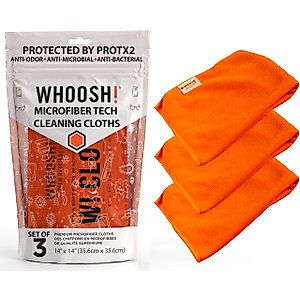 WHOOSH! Microfiber Cleaning Cloth, 3 Pack, Glasses and Screen Cleaning Cloth, Suitable for TV, Car Screen, Computer, Laptop, iPad, MacBook, Smart Phone, Monitor, Watches (14”x14”), Orange