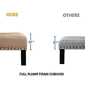 Yaheetech Dining Chairs Upholstered Parsons Chairs Kitchen Living Room Chairs with Rubber Wood Legs and Nailhead Trim, Fabric Side Chairs for Dining Room, Kitchen and Living Room, Set of 2, Khaki