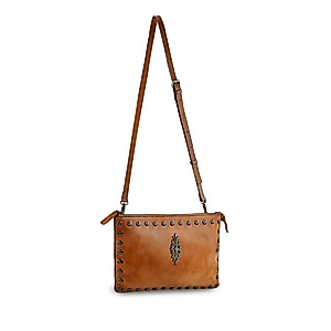 LETEULO Womens Crossbody Bag Leather Handmade Shoulder Bag Clutch Wristlet Handbags Purse (Brown L)