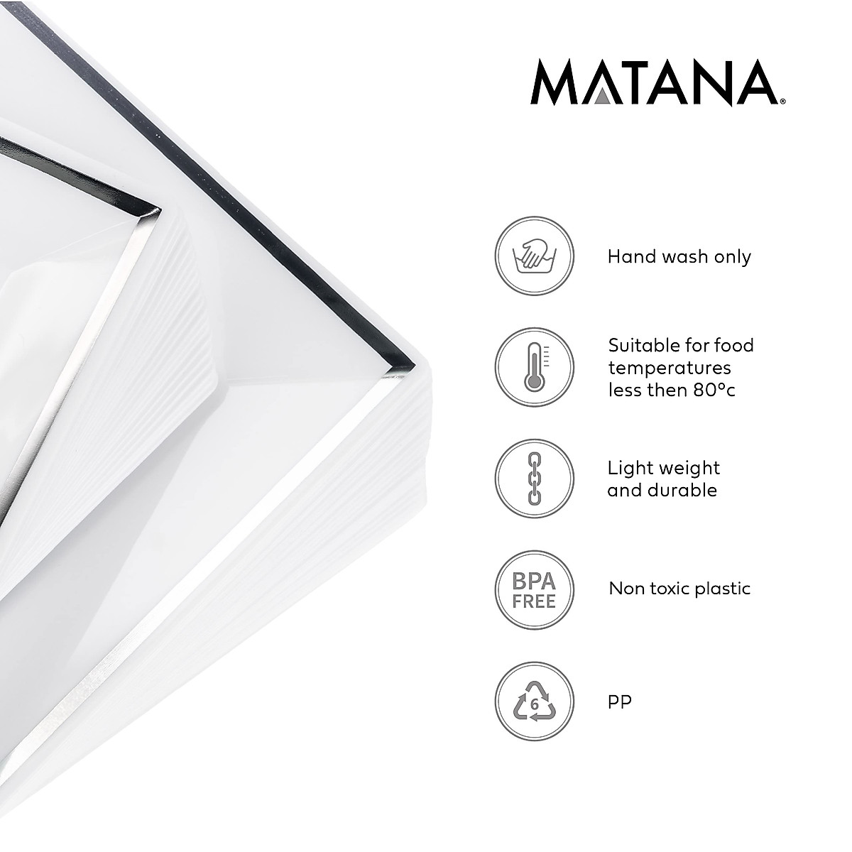 MATANA 40 Fancy White Plastic Plates for Party with Silver Rim - Heavy Duty Square Dinner Plates 9.5" Inch x 20, Salad & Dessert Plates 6.5" Inch x 20 for Wedding Reception, Birthday Parties & Events