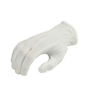 G & F Products 100% White Cotton Marching Band Parade Glove Formal Dress Gloves Service Gloves Inspection Gloves, Sold by Pair, Size Large 1 Pair