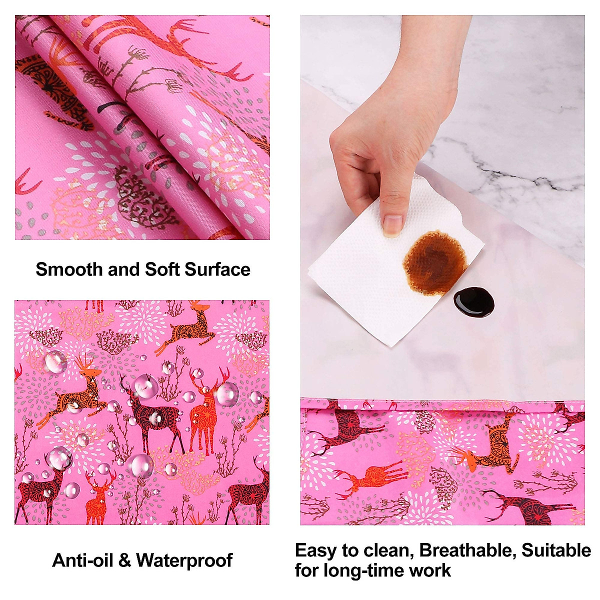 Zihuatailor Lightweight Waterproof Apron for Dog Grooming Bathing, Washing Dishes, Cute Deer Apron for Dog Groomer Bather - A