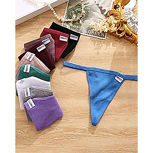 FINETOO 6 Pack G String Thongs for Women Cotton Panties Low Rise Stretch T-back Tangas Sexy Underwear Womens S-XL