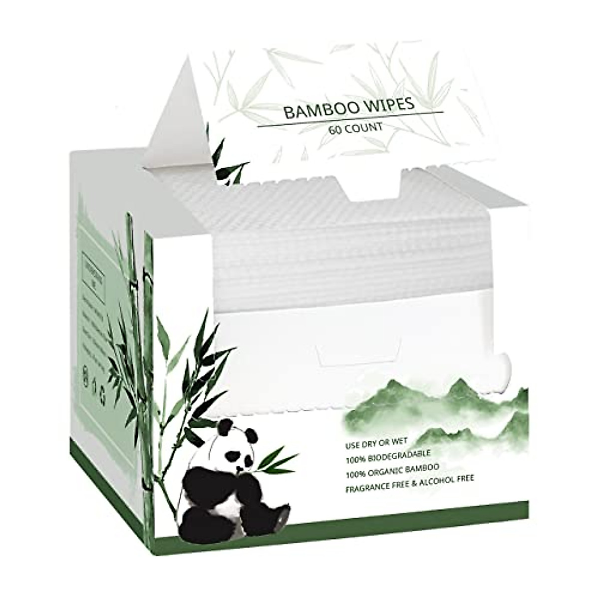 WOWOTEX Bamboo Disposable Face Towel Biodegradable Large Dry Face Wipes 60 Count/1 Box Extra Thick Soft Clean Facial Towels for Sensitive Skin, Makeup Removing, Facial Cleansing, Nursing, Travel