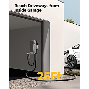 BougeRV 48 Amp Level 2 EV Charger for Home, 240V, NEMA 14-50 Plug, 25 Ft, 48A/40A/32A/24A/16A/10A Adjustable Current, Electric Car Charging Station, Waterproof Indoor/Outdoor Use