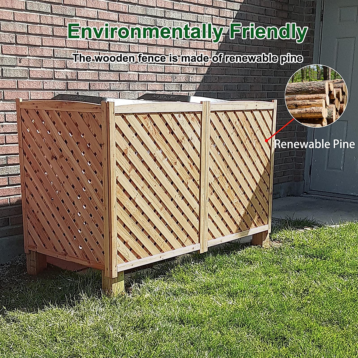 Xeeol Privacy Screen, 3 Panels Wood Fencing for Yard, Patio Lattice Panels for Outside, No Dig Fence Freestanding, Hide Outdoor Air Conditioner and Trash Enclosure