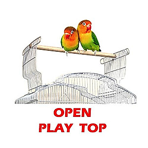 62" Rolling Bird Cage Canary Parakeet Cockatiel Lovebird Finch Perch with Stand (White, with Toy)