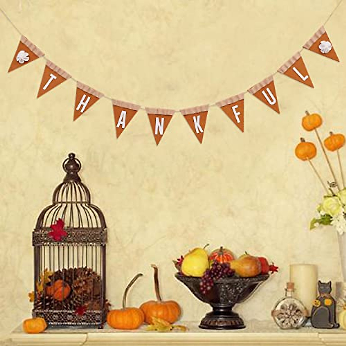 Felt Pumpkin Pie Thankful Banner - Thanksgiving Decorations, Pumpkin Spice Garland, Thankful Banner for Mantle, Fall decorations for home