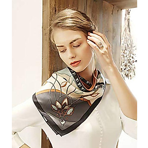 ANDANTINO 100% Pure Mulberry Silk Scarf for Hair-27''x27''- Women Men Neck Scarves- Digital Printed Headscarf(Pink & Light Gray)