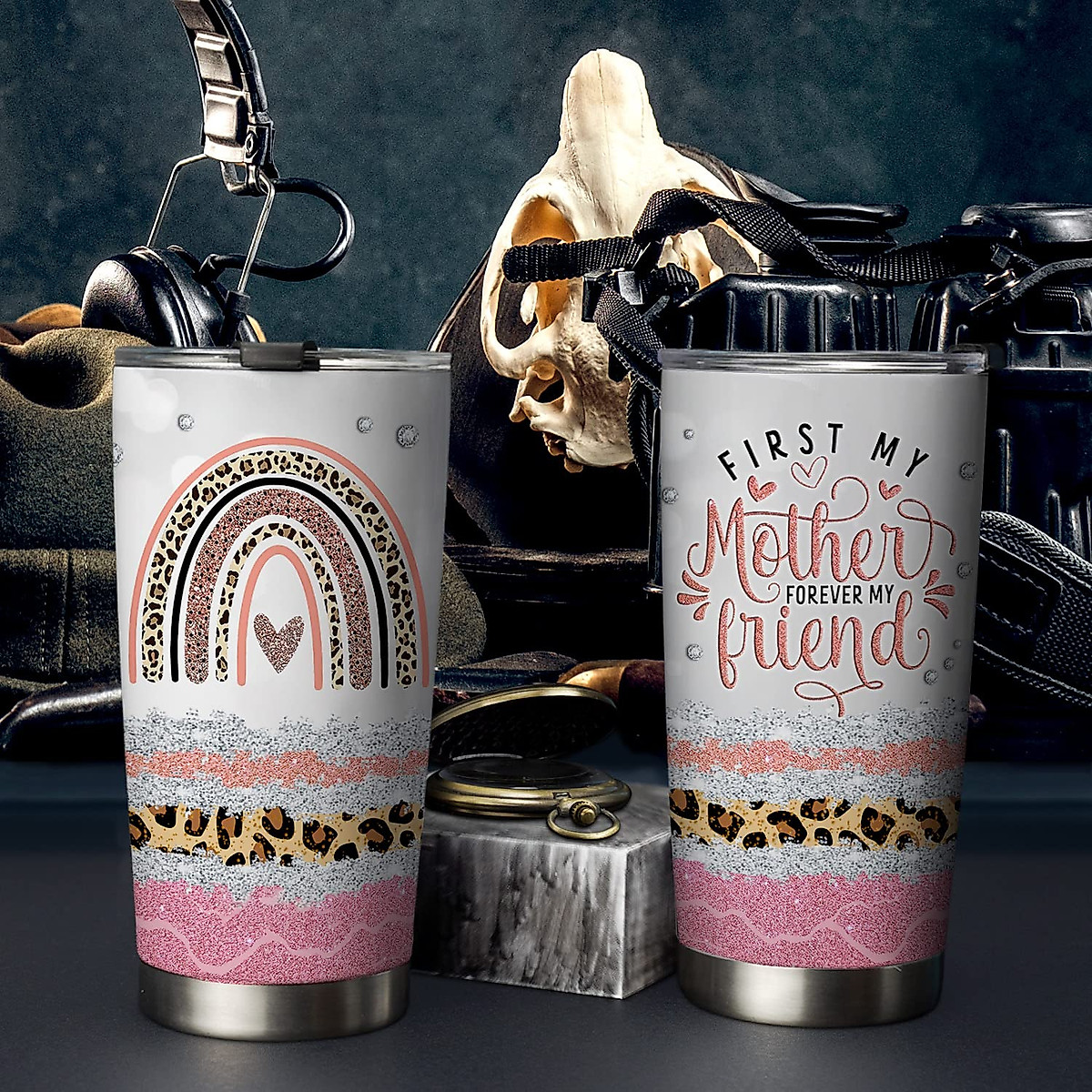 20oz Mom Tumbler, First my Mother forever my Friend, Grandma, Mother Gifts, Coffee Thermos for Women, Stainless Steel Double Wall Vacuum Insulated Coffee Mug, Travel Cup with Lid