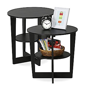 Furinno JAYA Oval End Table, Two, Walnut