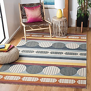 SAFAVIEH Orwell Collection 5'3" x 7'7" Blue/Yellow ORW367M Mid-Century Modern Deco Non-Shedding Living Room Bedroom Area Rug