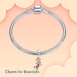 TAORUI Piglet Dangle Charm for Women Bracelets Necklaces in 925 Sterling Silver,Mother's Day Birthday Christmas Valentine's Day Gifts for Women