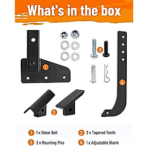 Racewill Hitch Mounted Ripper: Tractor Plow Subsoiler for ATV UTV Tractor with 2 inch Receivers, 2 Replaceable Ripper Teeth, Adjustable in Depth