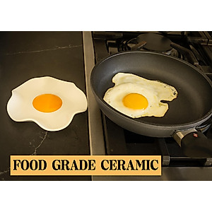 Fried Egg Ceramic Spoon Rest for stove top and kitchen counter | Large and Dishwasher-Safe Utensil holder | Home & kitchen decor | Kitchen Gifts for women | House warming gifts new home