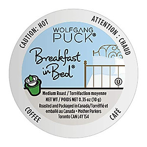 Wolfgang Puck Coffee Single Serve Capsules, Medium Roast, Compatible with Keurig K-Cup Brewers, Breakfast in Bed, 24 Count