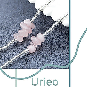 Urieo African Elastic Waist Beads Chain Pink Stretchy Belly Bead Layered Beaded Bikini Beach Party Waist Chains Body Jewelry for Women