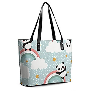 Womens Handbag Panda Patterns Leather Tote Bag Top Handle Satchel Bags For Lady