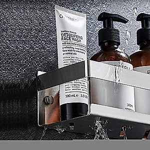Shower Caddy Adhesive Shower Storage No Drilling Shower Shelves Stainless Steel Wall Mounted Anti Rust for Toilet Bathroom,Brushed A (Color : Brushed A)