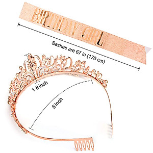 "Birthday Girl" Sash & Rhinestone Tiara Set COCIDE Birthday Sash and Tiara for Women Birthday Decoration Kit Rhinestone Headband for Girl Glitter Crystal Hair Accessories for Birth Party