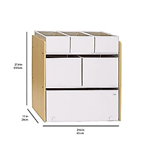 3 Sprouts Multi-Bin Toy Organizer with Recycled Fabric Storage Bins in Cream