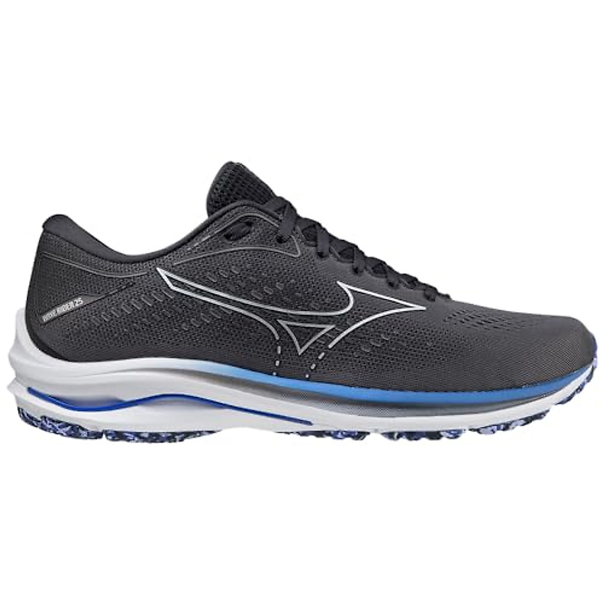 Mizuno Men's Wave Rider 25 | Neutral Support Running Shoe |Eco Friendly Materials | Obsidian | US 12