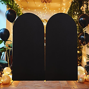 6.6FT Black Arch Cover, Spandex Fitted Black Wedding Arch Stand Covers Round Top Chiara Backdrop Cover for Birthday Party Ceremony Banquet Decoration