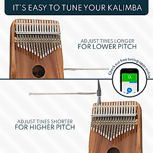 UNOKKI Kalimba 17 Key Thumb Piano | Solid Koa Acacia Wood Mbira - Premium, Lightweight & Durable | Includes Waterproof Case, Hand Rest & More | Reduce Stress & Promote Well-Being | Ideal Birthday Gift
