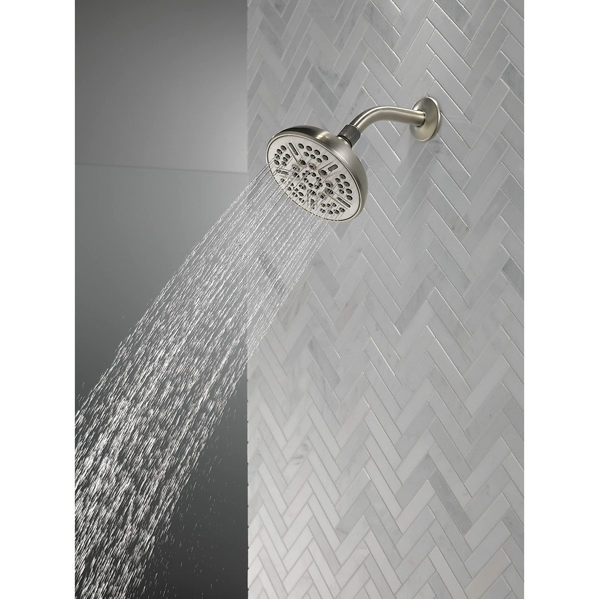Delta Faucet 8-Spray Brushed Nickel Shower Head, Delta Shower Head Brushed Nickel, Showerheads, 2.5 GPM Flow Rate, SpotShield Satin Nickel 75898SN