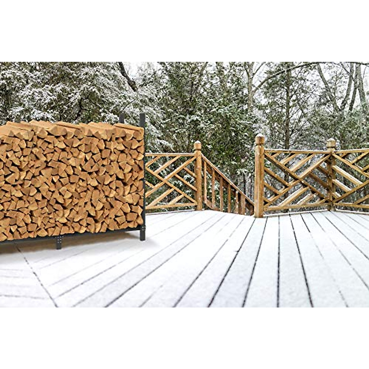 Pilgrim Home and Hearth Pro 60" Rack Outdoor Firewood Log Holder with Cover, Durable Black Powder Coat