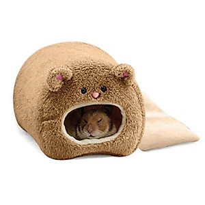 Timesuper Pet House Bed Plush Small Pet Hamster Hanging Bed House Hammock Warm Bed Guinea Pig Hedgehog Cage Nest,Brown