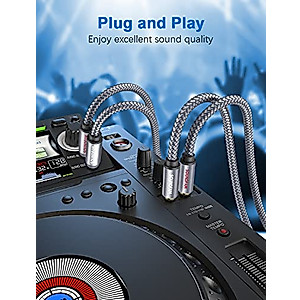 SOUNDFAM RCA to 1/4 Cable，Dual RCA to Dual 1/4 inch TS Stereo Audio Interconnect Cable，Dual 6.35mm to Dual RCA/Phono Patch Cable-Grey(3.3Feet/1M)