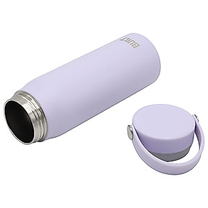 BUILT Cascade Double Wall Vacuum Insulated Stainless Steel Wide Mouth Water Bottle with Comfort Grip and Carry Handle Lid, 20 ounces, Lavendar