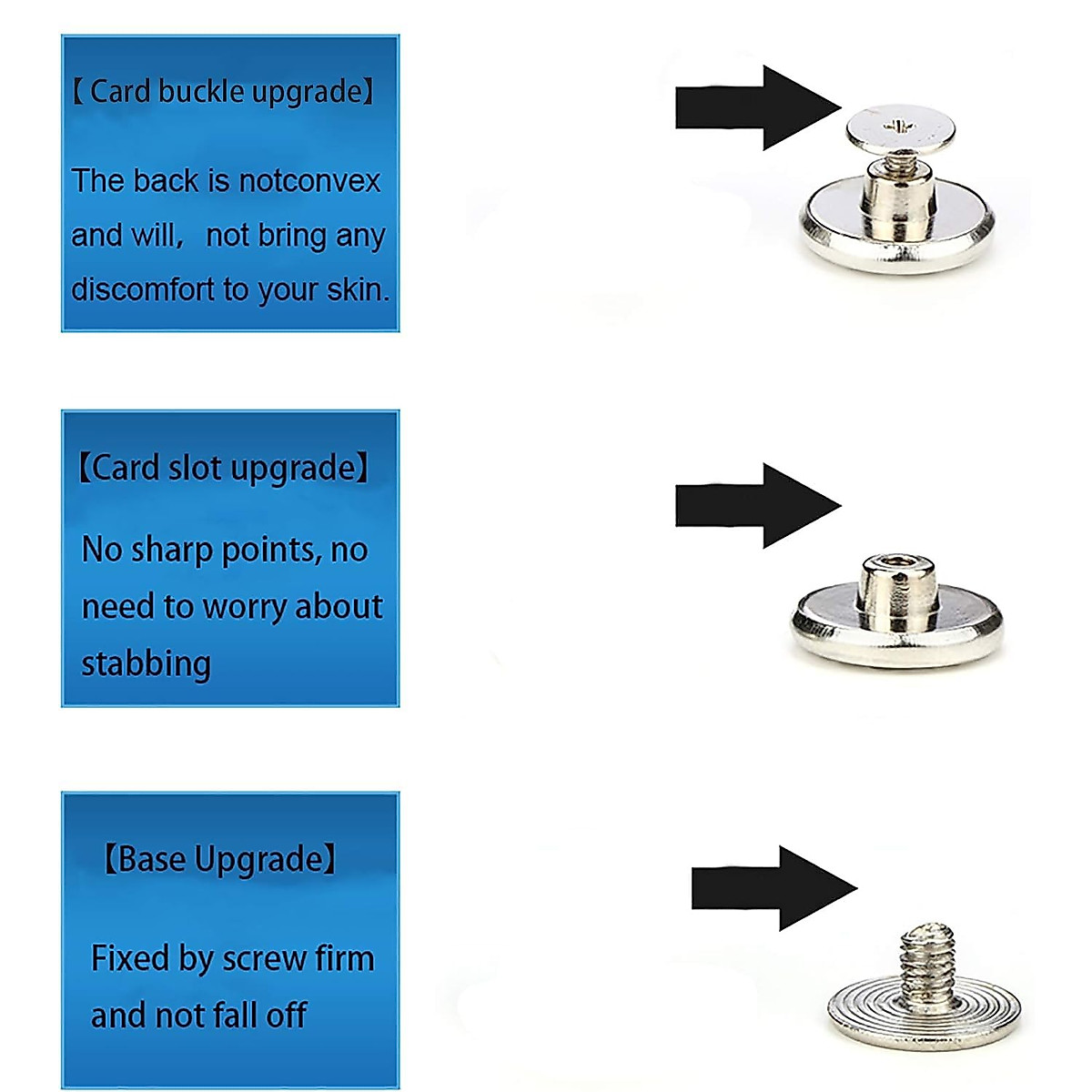 12 Pcs Button for Sewing Metal Jeans ,ICEYLI 17 mm No-Sew Nailess Removable Metal Jeans Buttons Replacement Repair Combo Thread Rivets and Screwdrivers