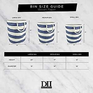 DII Collapsible Laundry Hamper/Storage Basket, Stripe Woven Paper, Gold Stripe, Large