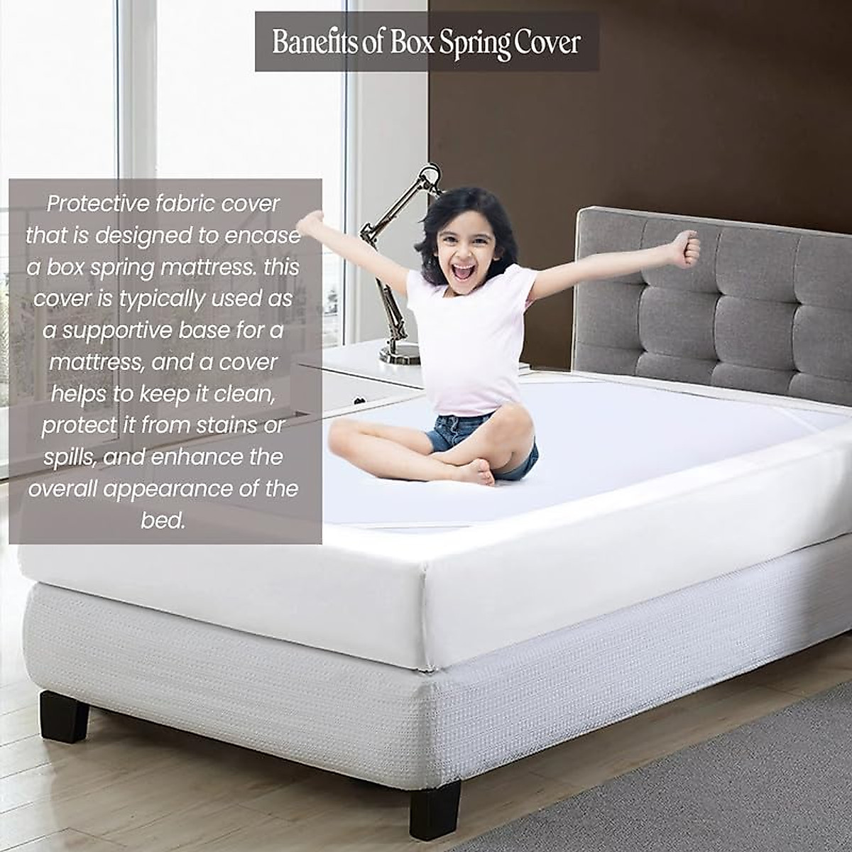 Banke Bihari Mattress Box Spring Cover Full XL Size Fits Upto 18" Inch Deep All Around Elastic for Snug Fit Your Mattress Polyester Fabric Thick Box Spring, White